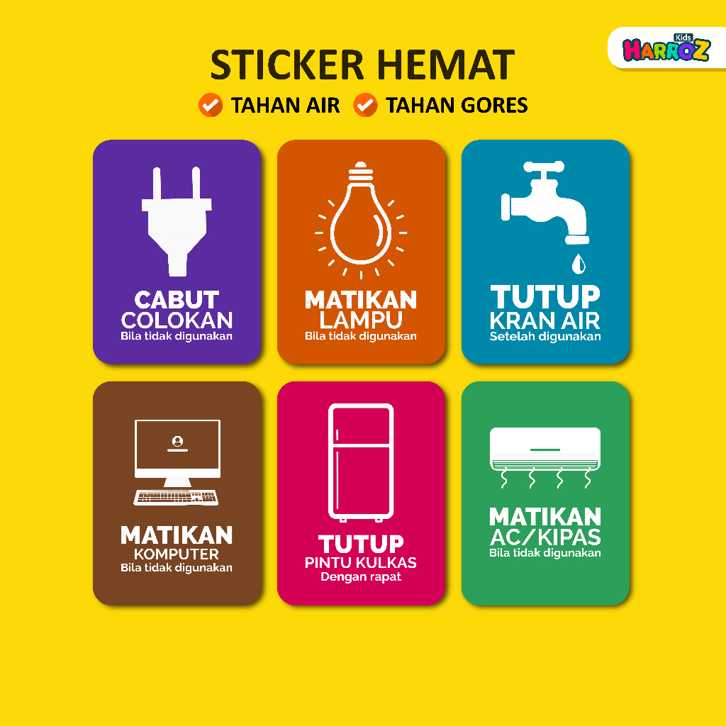 Jual Sticker Hemat Energi Sticker Hemat Air Sticker Matikan Lampu Sticker Cabut Colokan Listrik ...