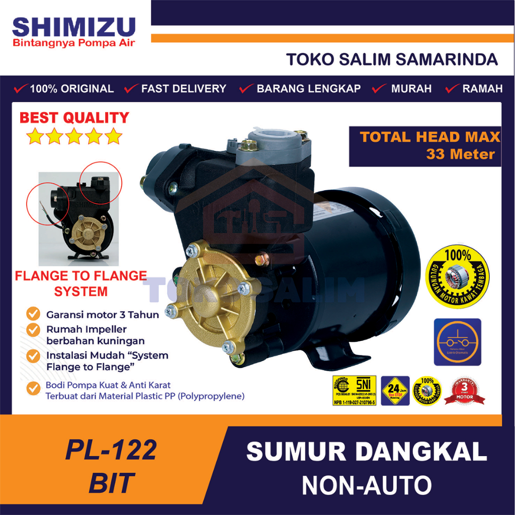 Jual Pompa Air Sumur Dangkal SHIMIZU PL 122 BIT | Pompa air PDAM rumah ...