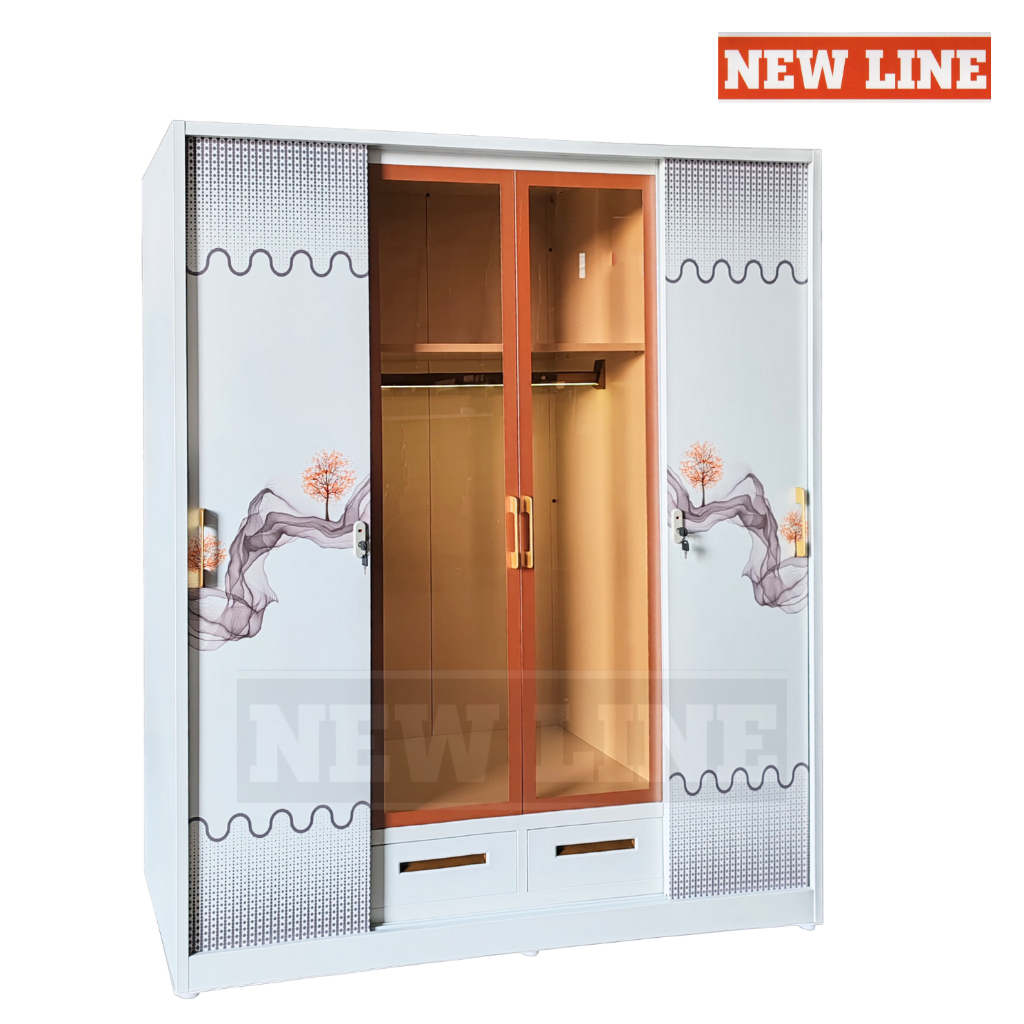 Jual Newline - JP SLW4 328 LED - Lemari Pakaian Besi LED 4 Pintu ...