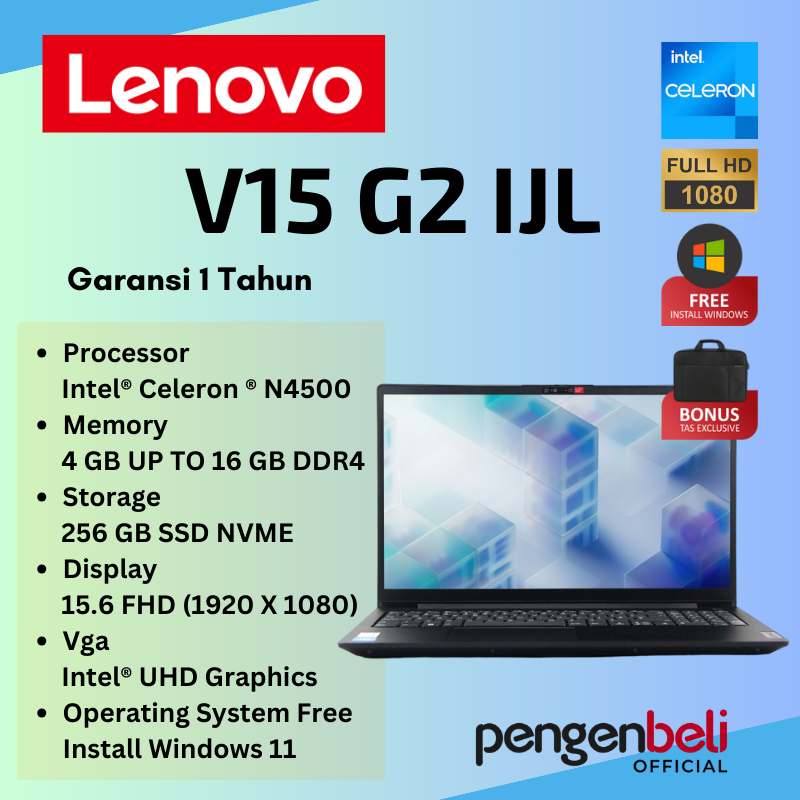 Jual LENOVO V15 G2 IJL - INTEL CELERON CPU N4500 | RAM 16GB | SSD 256GB ...