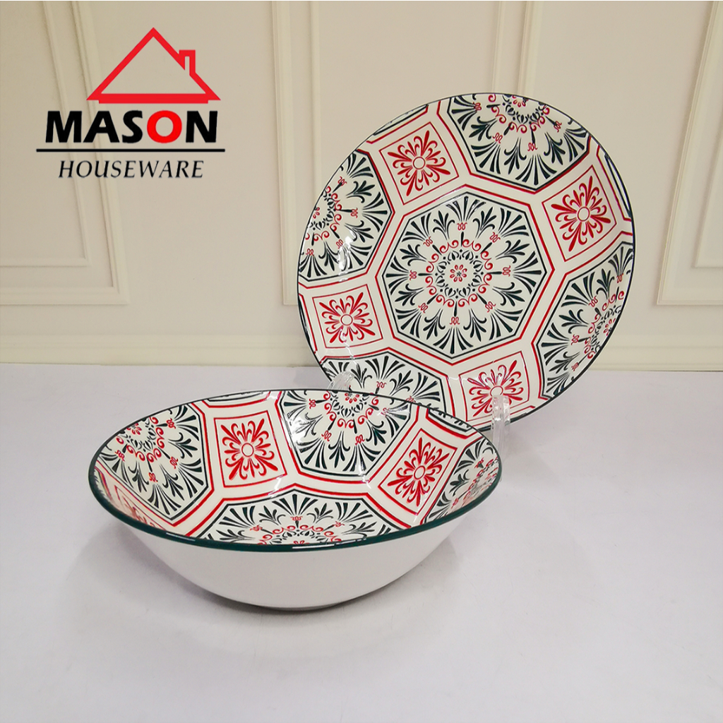 Jual MASON PIRING KERAMIK / PIRING SALAD / MANGKOK KERAMIK MOTIF BATIK ...