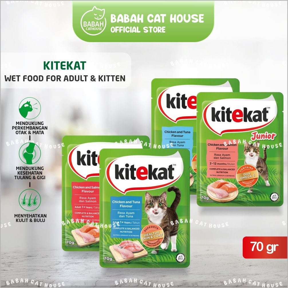 Jual KITEKAT MAKANAN KUCING POUCH 70GR Wet Food Basah Cat Sachet Anak ...