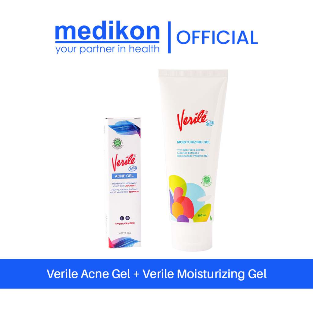 Jual Medikon Verile Acne Gel 10gr + Verile Moisturizing Gel 100mL ED ...
