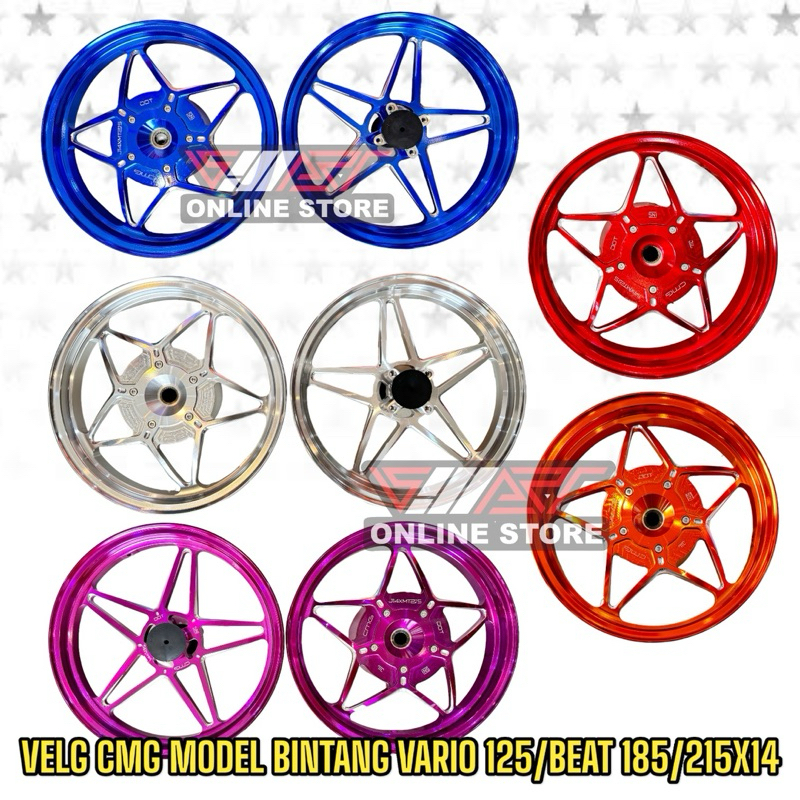 Jual VELG CMG MG5 V1 DAN V2 MODEL BINTANG 185/215X14 VARIO 125 , BEAT ...
