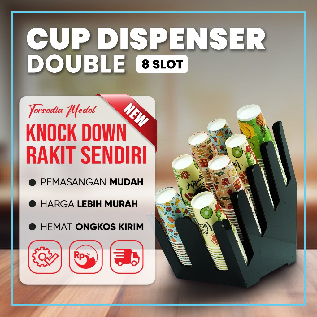 Jual Rak Cup Holder / Rak Paper Cup Akrilik Double Bar 8 Slot | Shopee ...