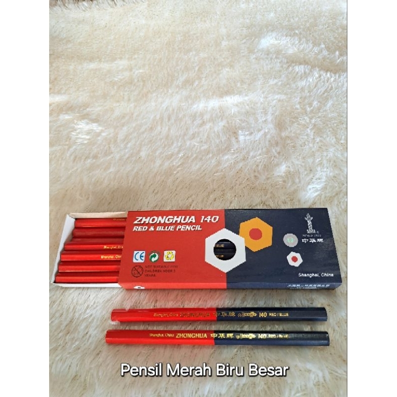 Jual (1batang) Pensil Merah Biru/Pensil Jahit Merah Biru/Pensil Kayu ...