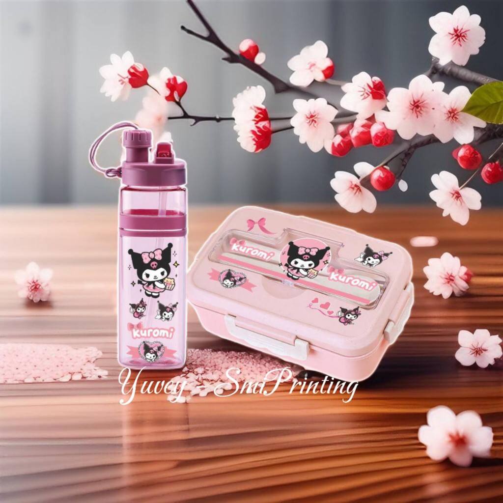 Jual Set Kotak makan + Botol minum Sanrio / Lunch box set Kuromi Cinnamoroll My Melody / Kotak ...