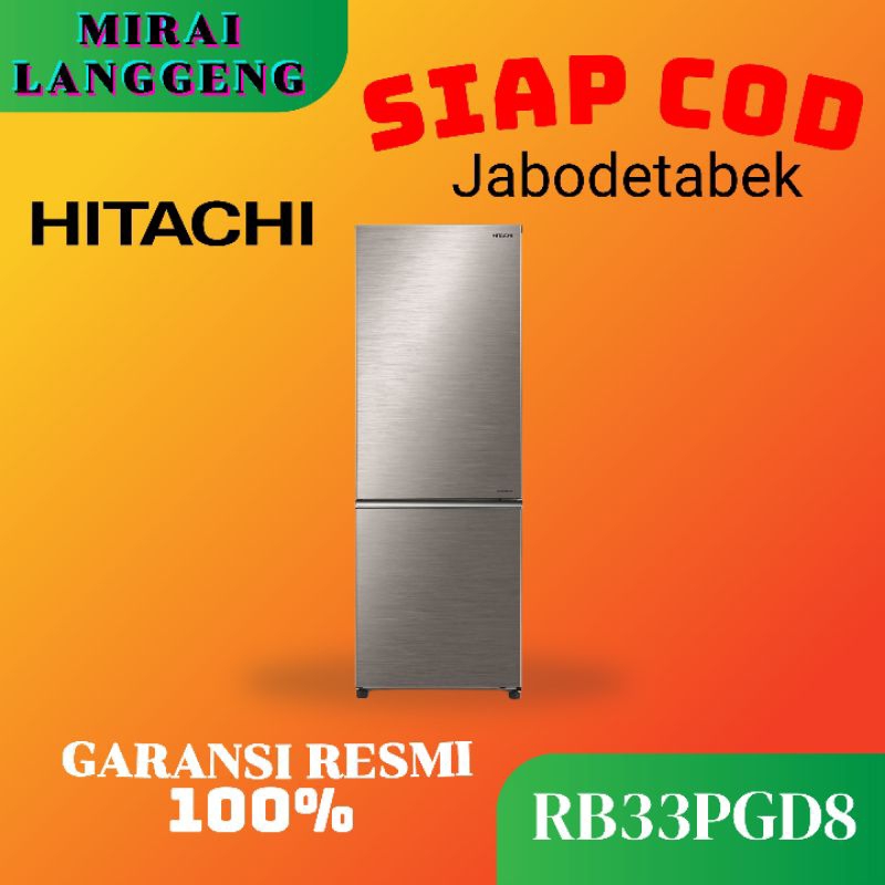 Jual KULKAS HITACHI 2 PINTU R-B33PGD8 BSL 275 L BOTTOM FREEZER RB33PGD8 | Shopee Indonesia