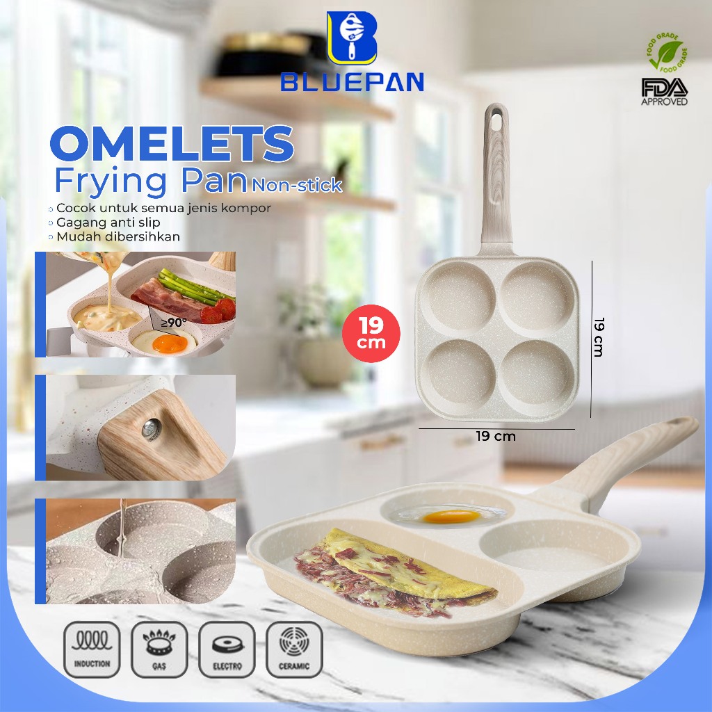 Jual Bluepan Termurah Wajan Telur Segiempat Penggorengan 4in1 Wajan ...