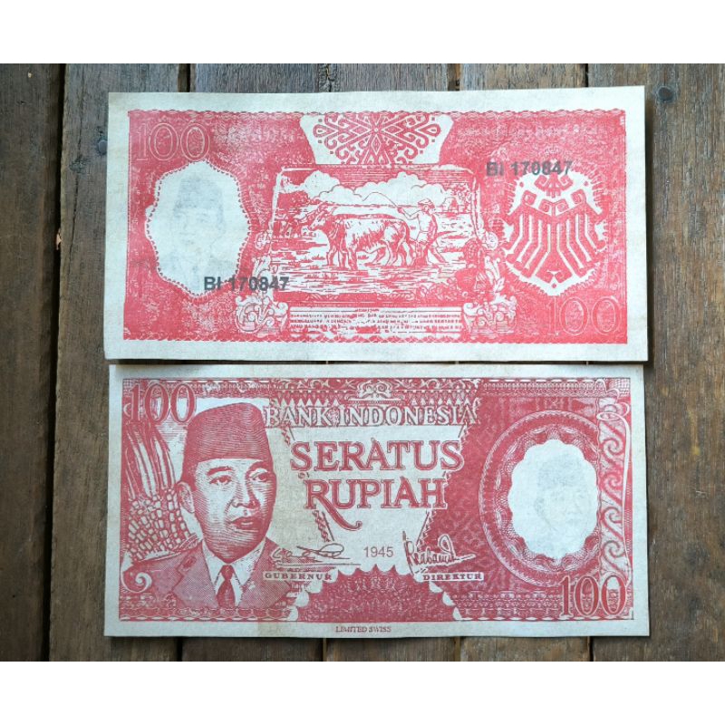 Jual Uang souvenir 100 Soekarno melengkung 1945 1954 1964 Watermark ...