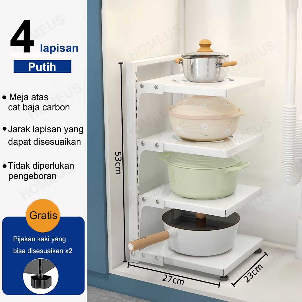 Jual Homeus Rak Panci Dapur Susun Rak Panci Bawah Wastafel Stainless ...