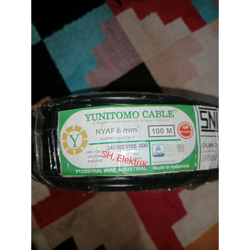 Jual KABEL NYAF serabut 1x6mm yunitomo tembaga asli SNI | Shopee Indonesia