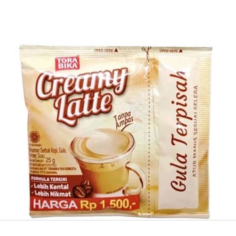 Jual ( rentengan)kopi tora bika creamy latte gula terpisah 1renteng isi ...