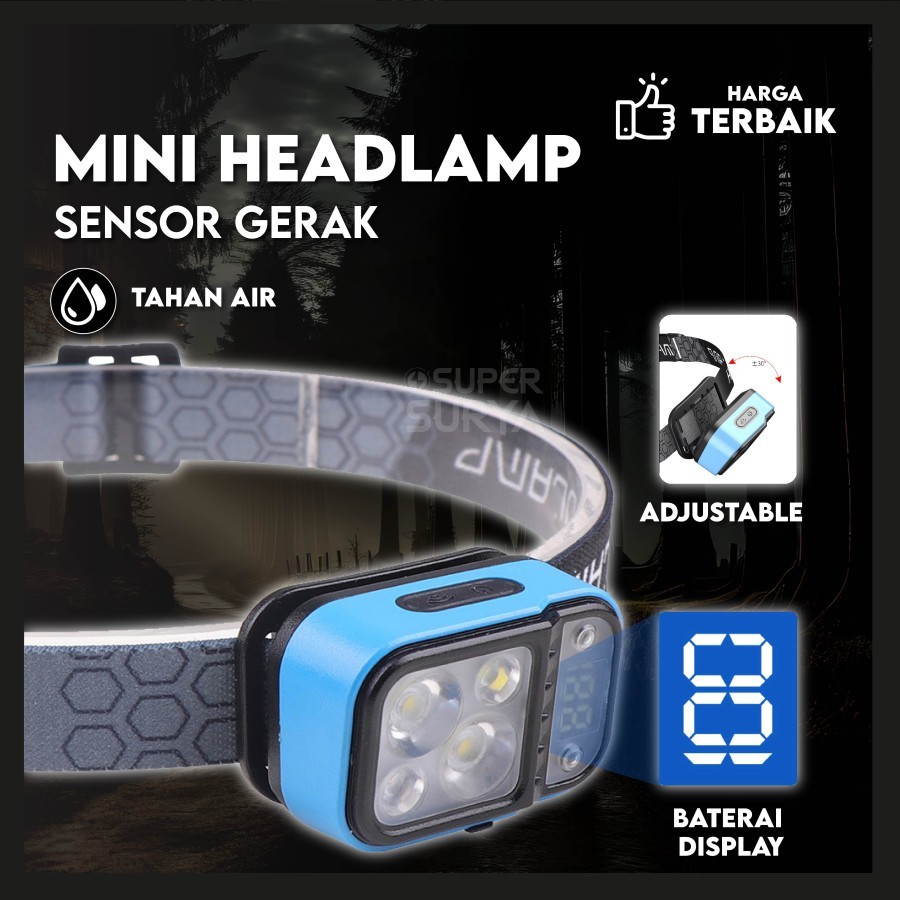 Jual Senter Kepala Mini Digital Cree Oled Display Sensor Gerak Cas ...