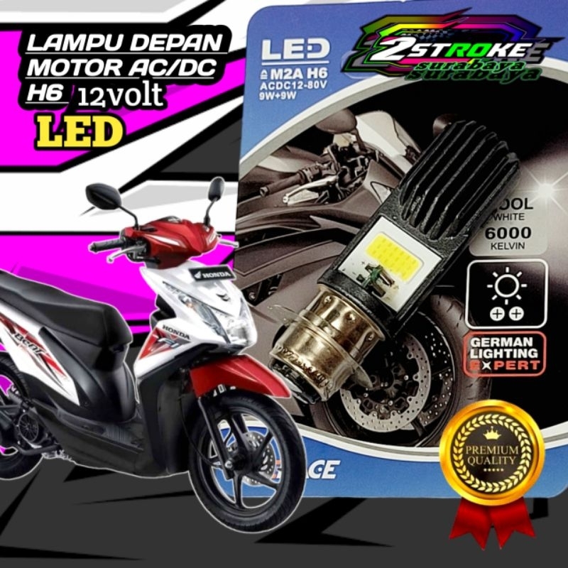 Jual Lampu Depan Motor HONDA BEAT FI LED Putih Terang H6/ T19 Ac/Dc ...