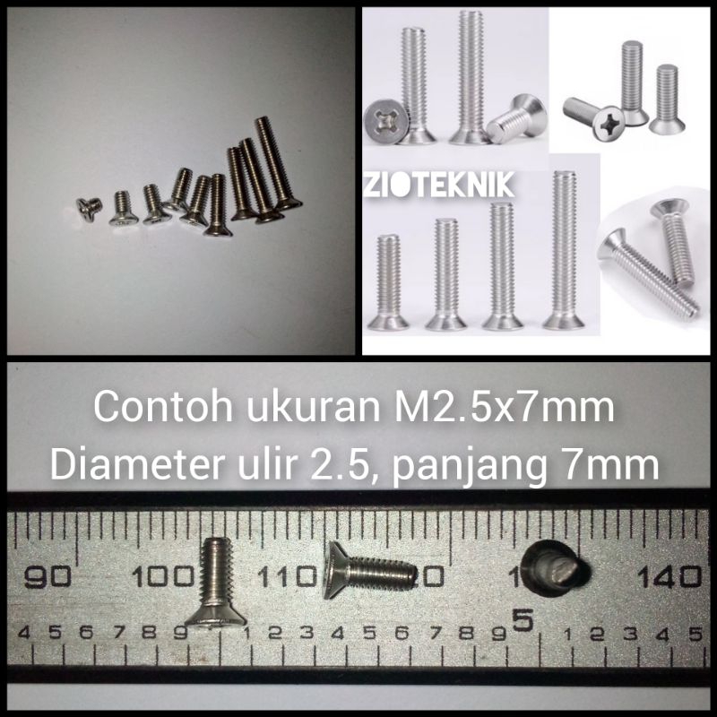 Jual BAUT SEKRUP SCREW LAPTOP UNIVERSAL M2.5 HEAD 4.5MM | Shopee Indonesia