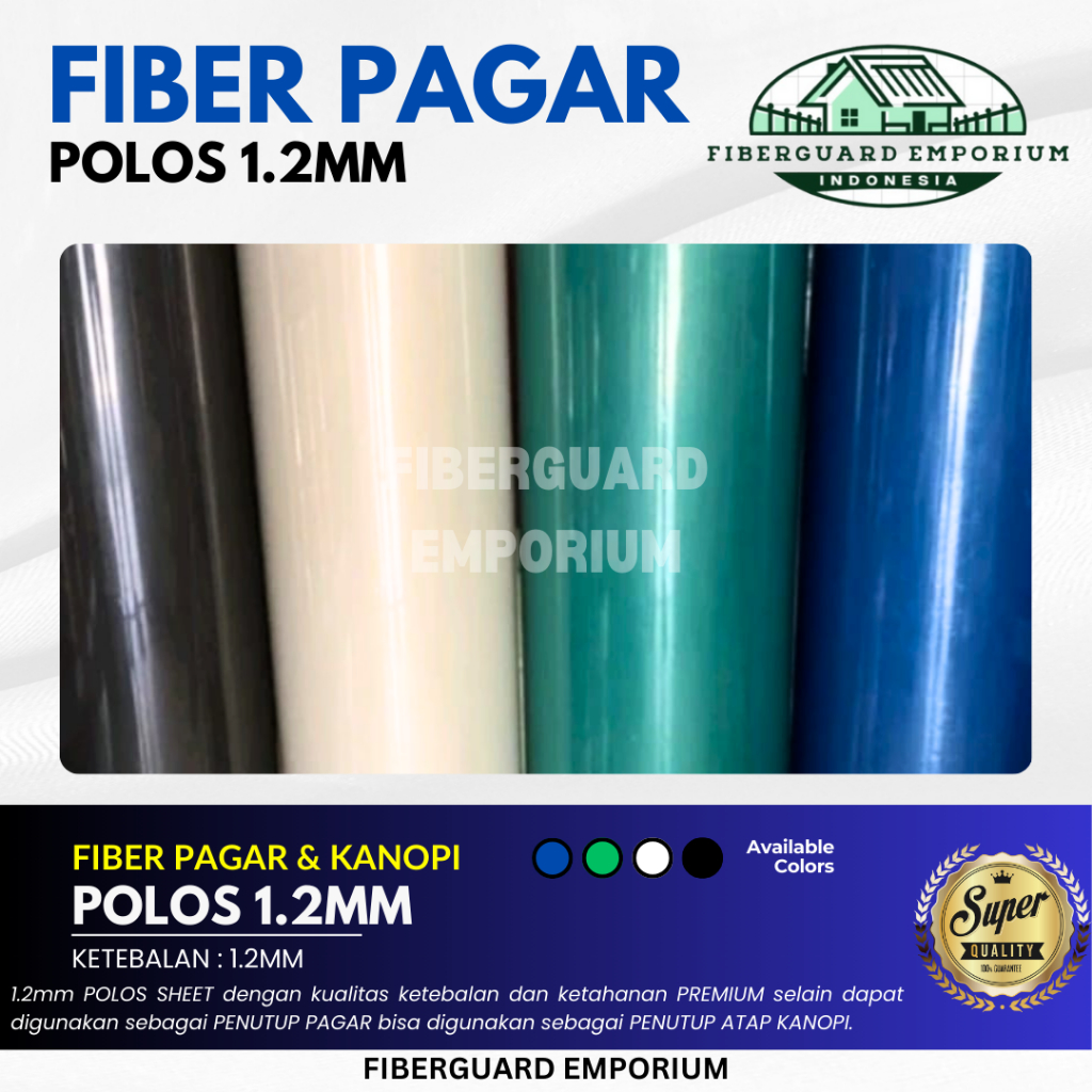 Jual Fiber Penutup Pagar Rumah & Kanopi Motif POLOS Tebal 1.2mm PREMIUM ...