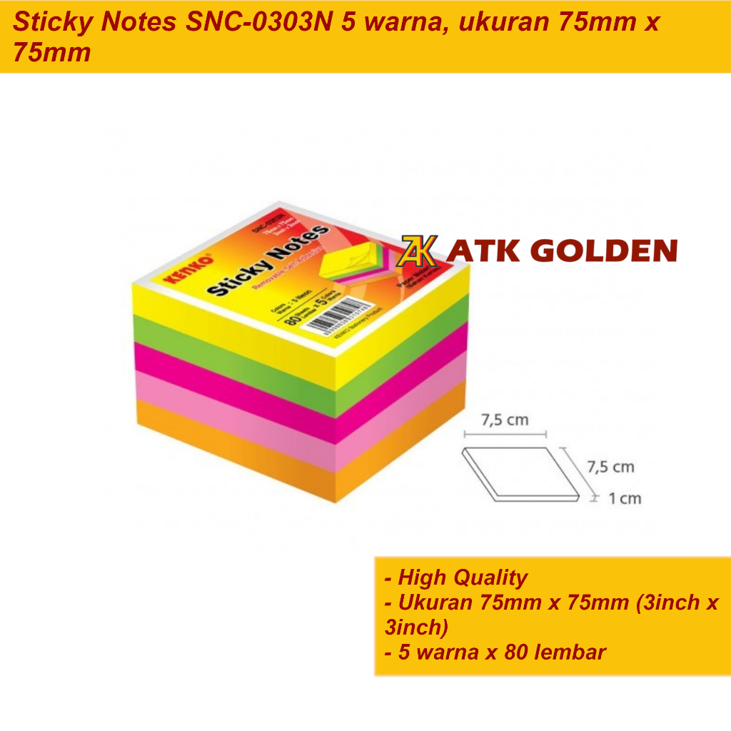 Jual Sticky Note/Memo Kertas SNC-0303N 5 warna Kenko | Shopee Indonesia