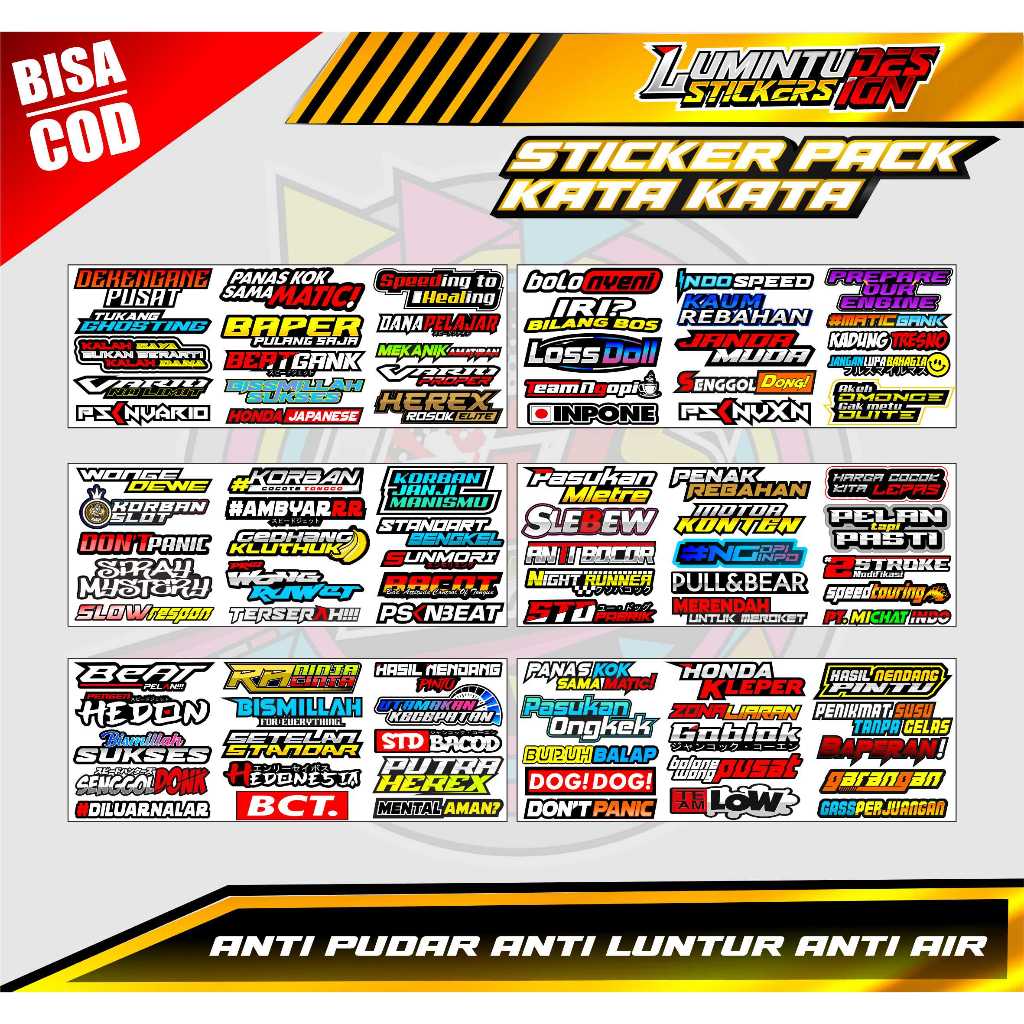 Jual STICKER PACK KATA KATA VIRAL / STICKER KATA KATA TERBARU / STICKER HELM / STICKER TUMBLER ...