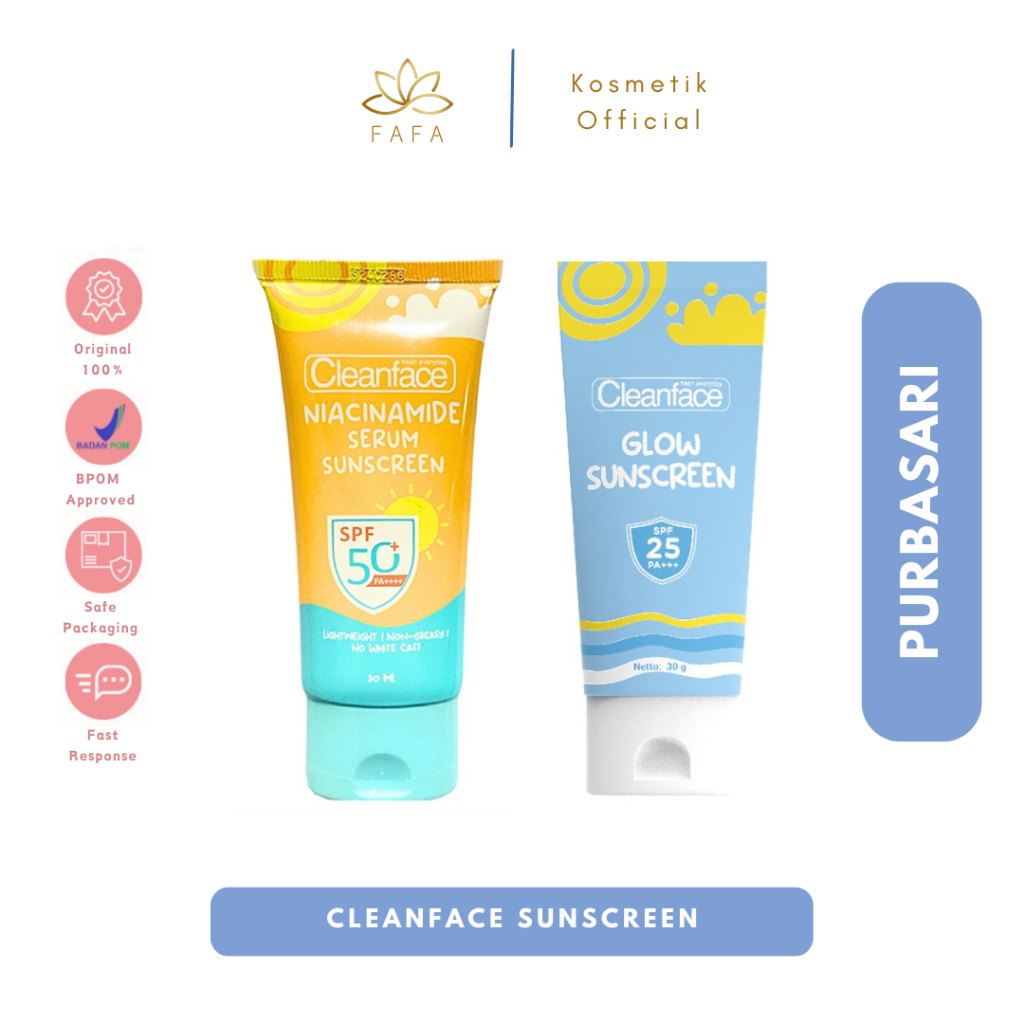 Jual CLEANFACE Glow SPF25 PA+++ & Niacinamide Serum Sunscreen SPF 50 PA ...