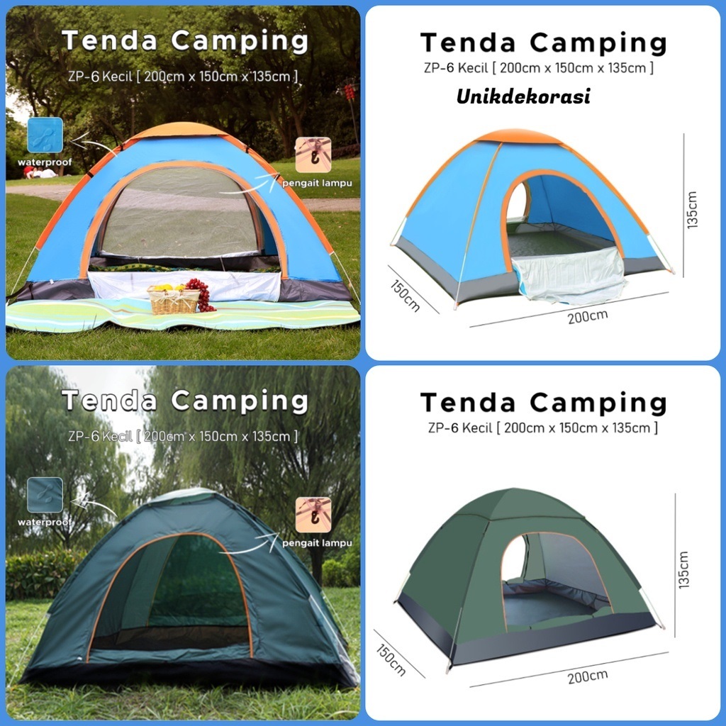 Jual Tenda Camping 3-5 orang 200 CM X 200CM X 135CM Tenda Lipat ...