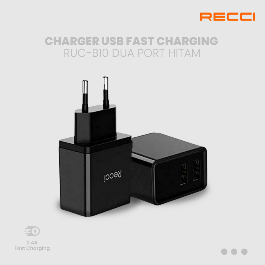 Jual CHARGER USB FAST CHARGING 2.4A RUC-B10 DUA PORT HITAM | Shopee ...