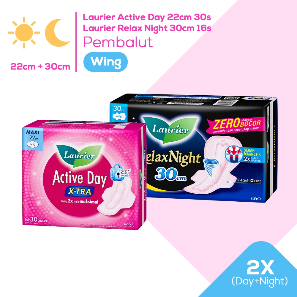 Jual Laurier Relax Night + Active Day X-Tra Pembalut Wanita Day & Night ...