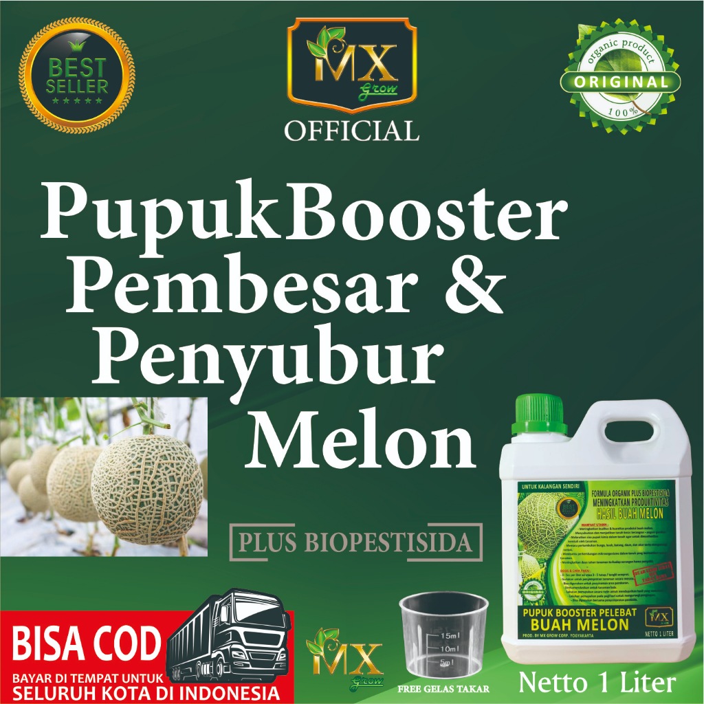 Jual Pupuk Organik Cair Pembesar dan Penyubur Buah Melon 1 Liter / Pupuk Booster Melon | Shopee ...