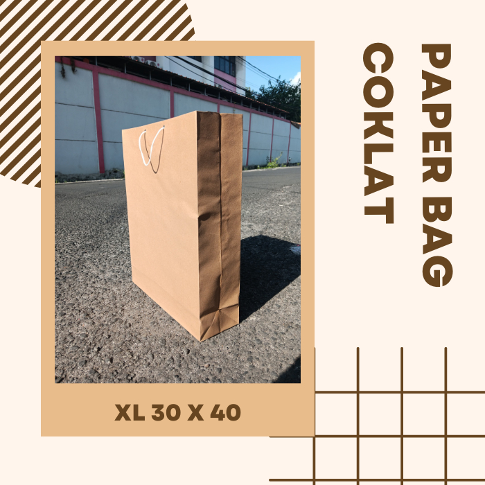 Jual Paper Bag Coklat Polos XL 30 x 40 Jumbo bahan Kraft | Shopee Indonesia