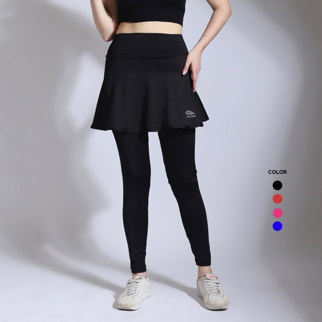 Jual MANIAK Rok Legging Panjang Olahraga Wanita Skirt Lari Gym Senam ...
