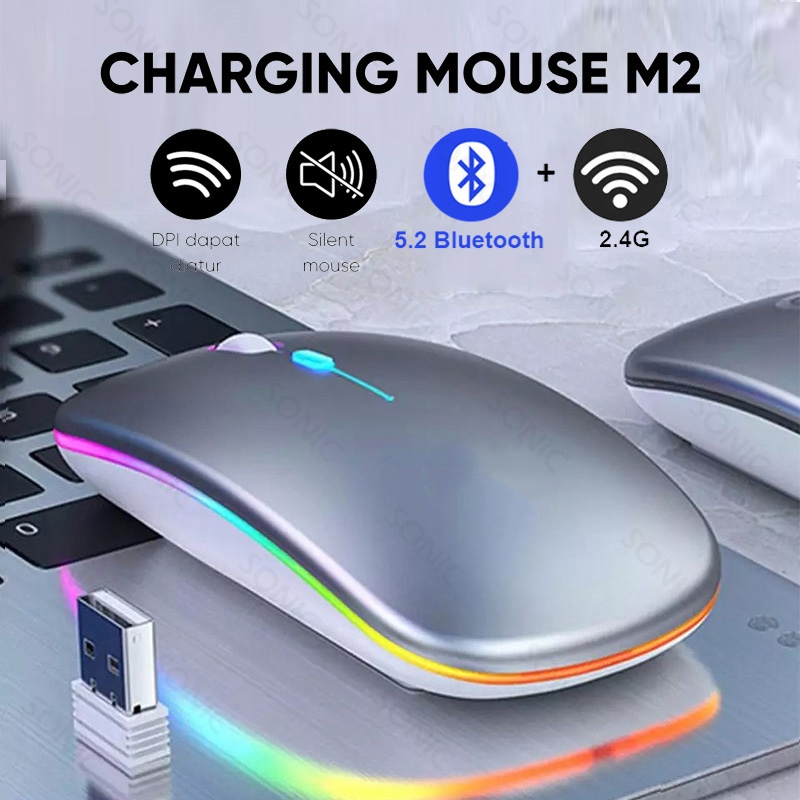 Jual USB 500mAh Mini Mouse Wireless Rechargeable Mute Multifunction ...