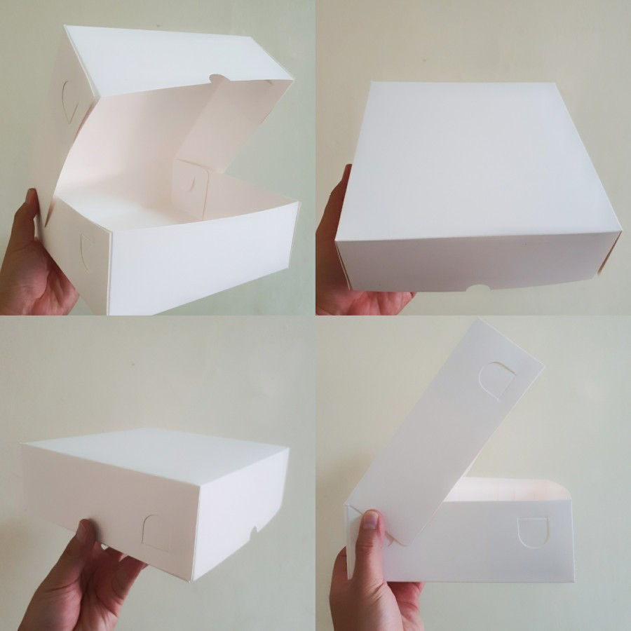 Jual ( 12 pcs ) Box Putih Polos Packaging Lapis Legit Ukuran 20x20x7 cm ...