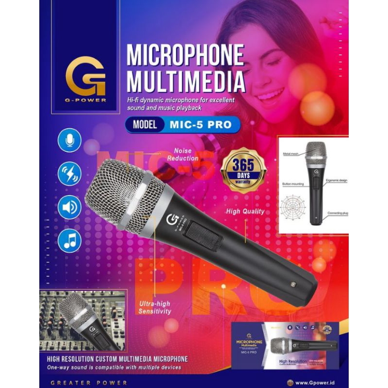 Jual G-POWER MICROPHONE MULTIMEDIA MIC-5 PRO ORIGINAL/HARGA EKONOMIS ...