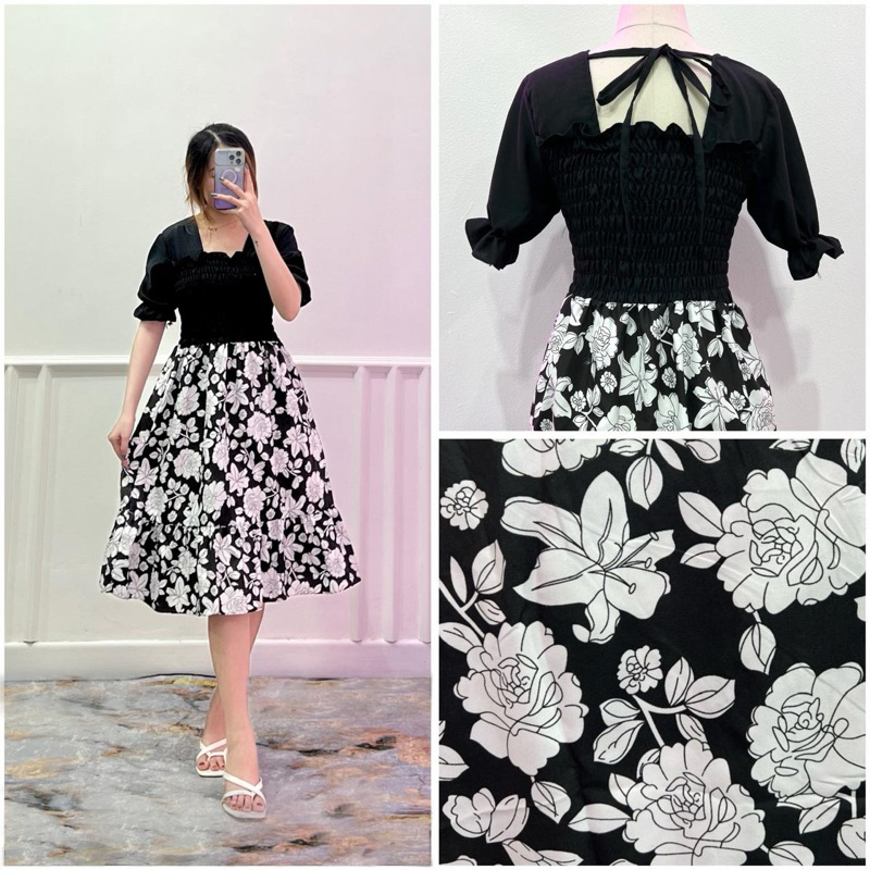 Jual JIWON DRESS COMBINASI / Gaun musim panas kasual baru Lengan pendek ...