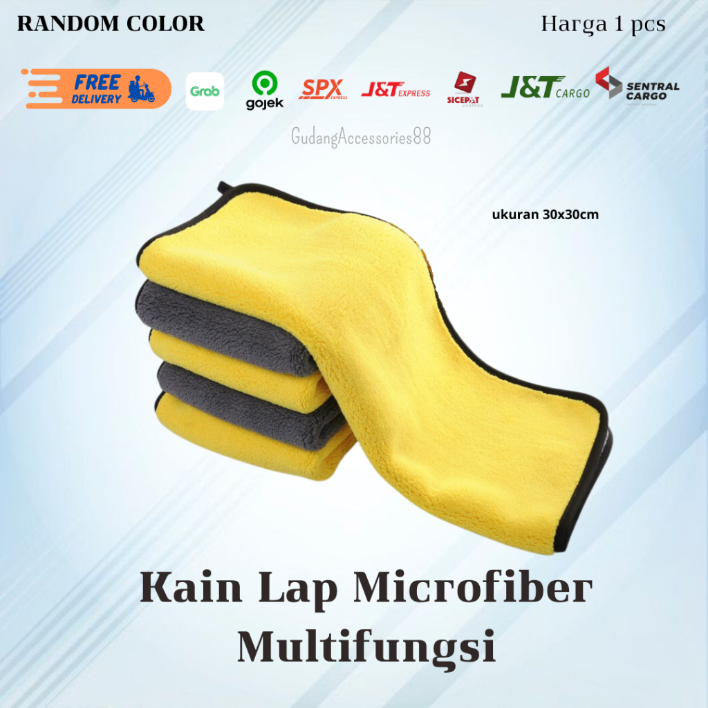Jual Kain Lap Microfiber Serbaguna 30X30Cm 2 Sisi Halus Multifungsi ...