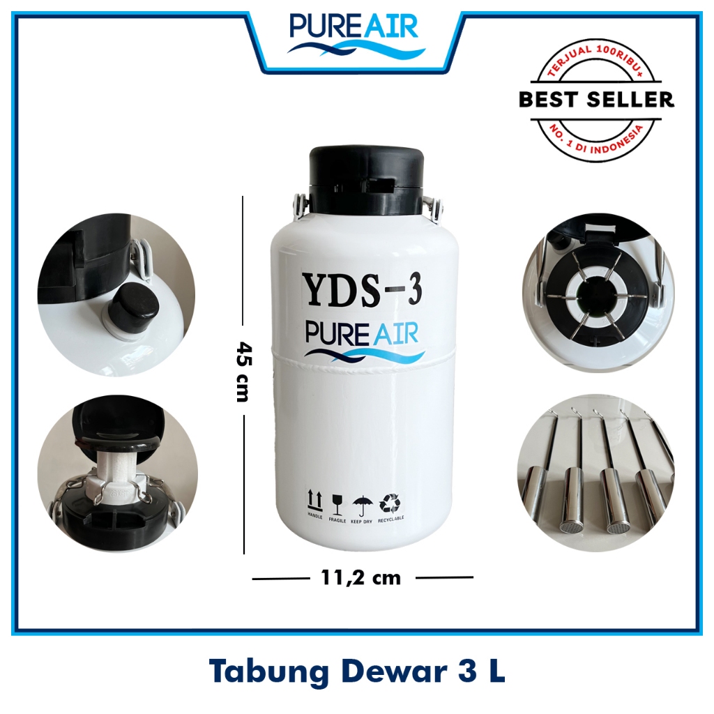 Jual Pureair Tabung Dewar / Container Liquid Nitrogen 3 Liter | Shopee ...