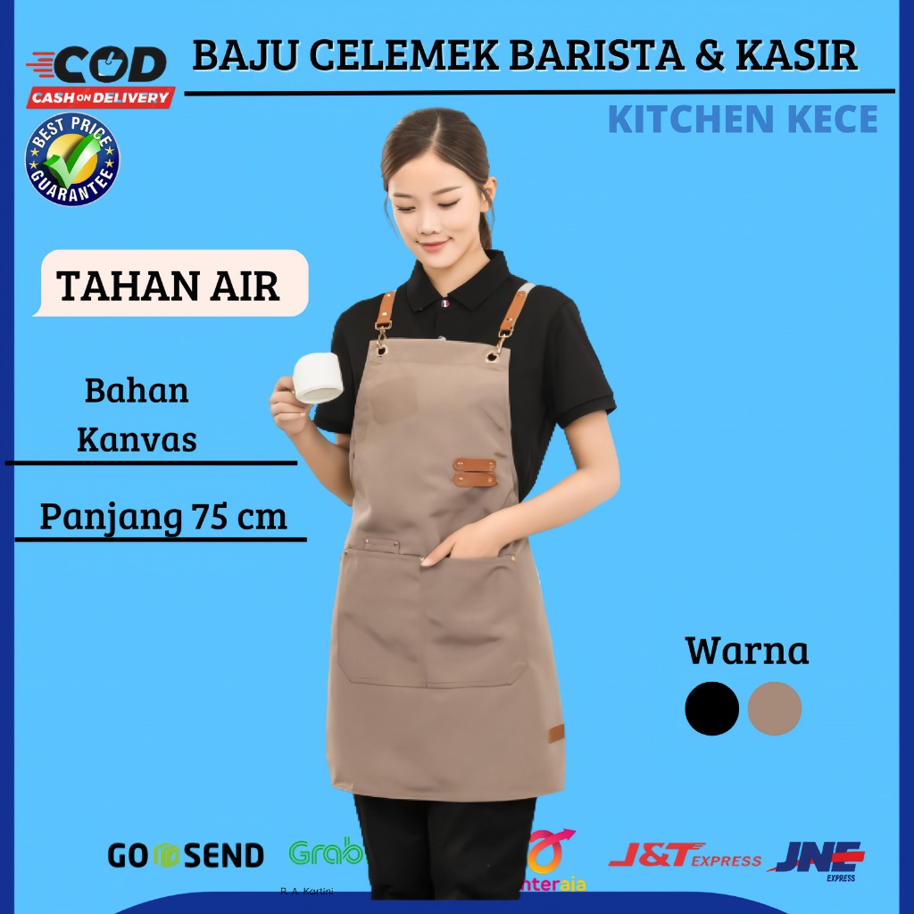 Jual APRON CELEMEK MASAK BARISTA KOPI CAFE ANTI AIR DENGAN KANTUNG SAKU ...
