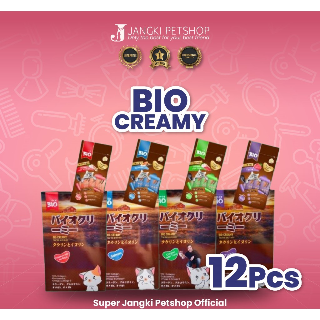 Jual Bio Creamy Treats Snack Kucing 1 Dus (12 Pcs) x 60gr | Shopee ...