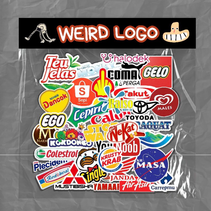 Jual 60PCS+ STICKER LOGO PLESETAN | LOGO MEME STICKER | STICKER WEIRD ...