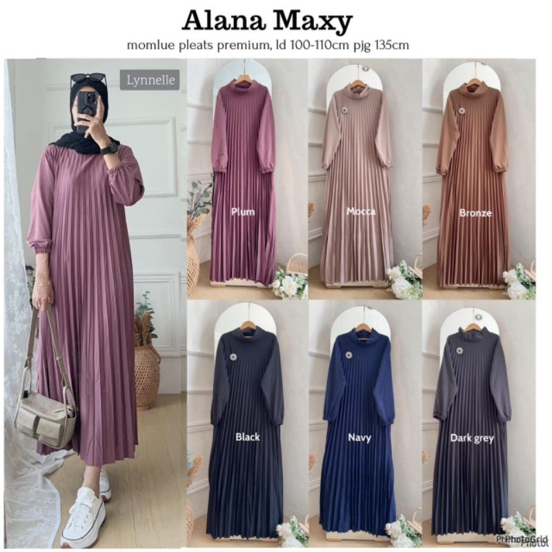 Jual ALANA PLEATS MAXY - GAMIS PLISKET VIRAL LD 110 BAHAN SUPER NYAMAN ...