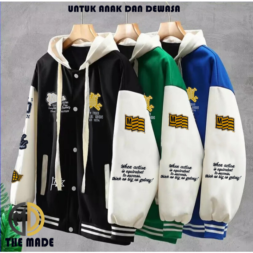 Jual THE MADE Jaket Varsity Anak-anak Model Hoodie Gambar Bordiran Usia ...