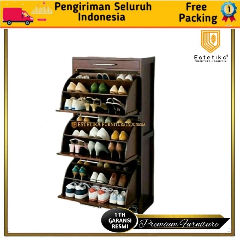 Jual ESTETIKA FURNITURE INDONESIA Rak Sepatu Sandal Push On Kayu Jati ...