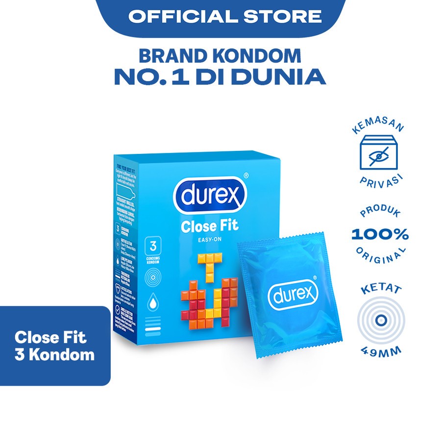 Jual DUREX CLOSE FIT ISI 3 (BIRU) Lebih ketat dan kencang ketika ...