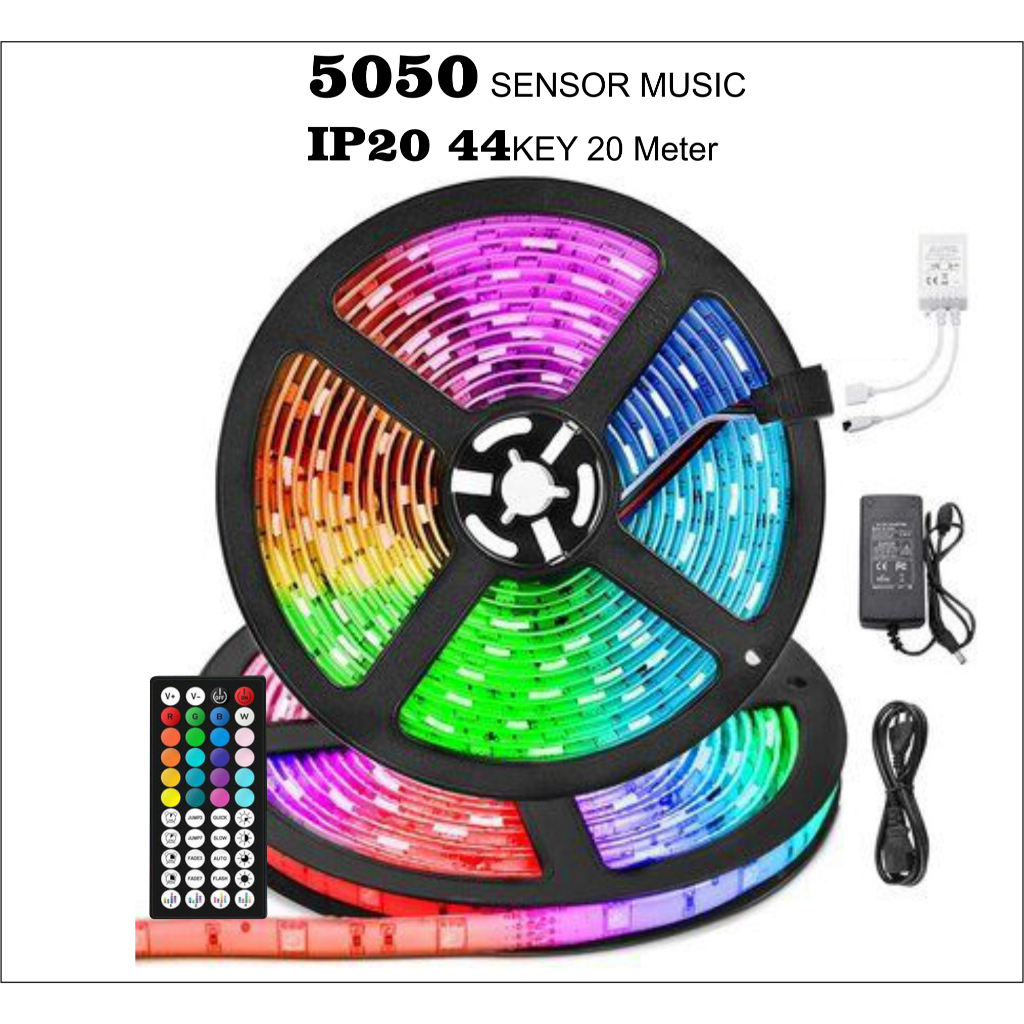 Jual Paket Lampu LED Strip 5050 2835 RGB 10M 20M IP20 IP65 RGB Remot 24 ...