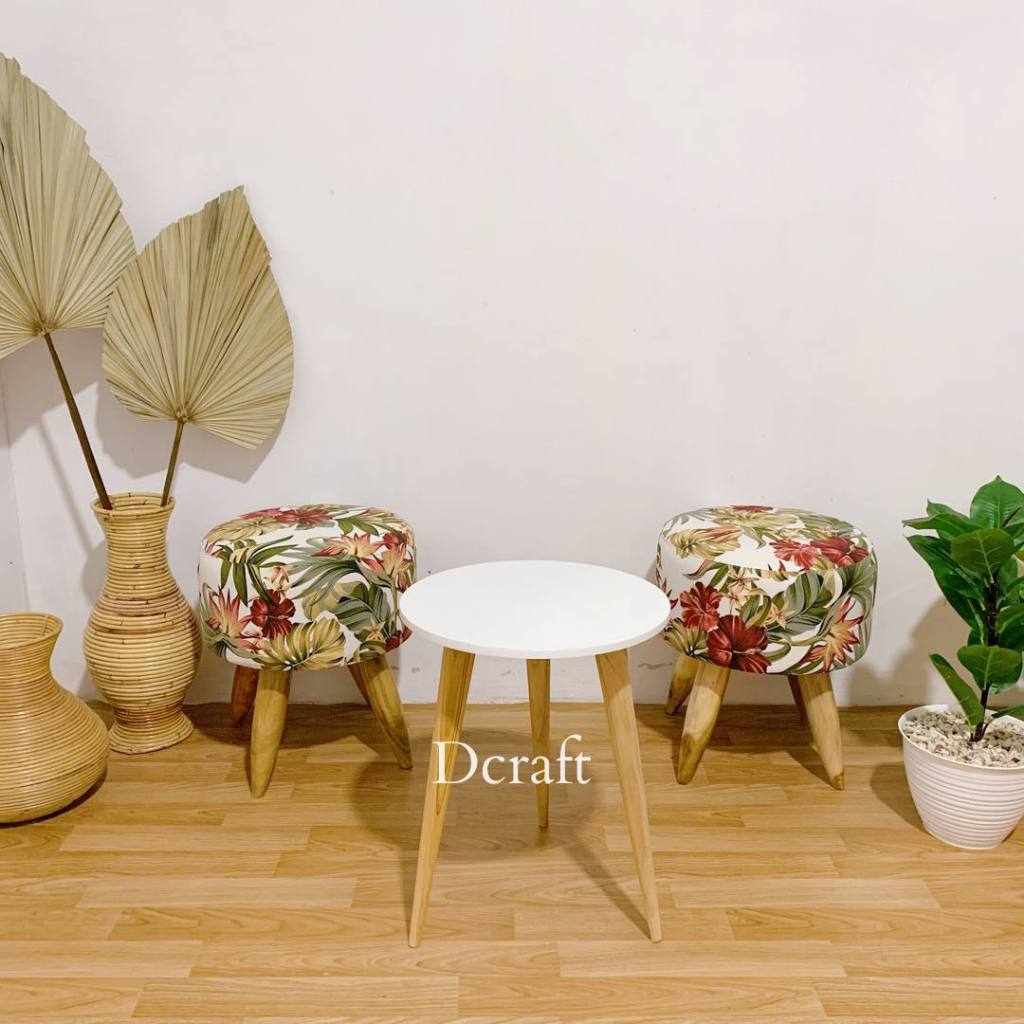 Jual SET 2 STOOL MOTIF LENGKAP MEJA BULAT | Shopee Indonesia