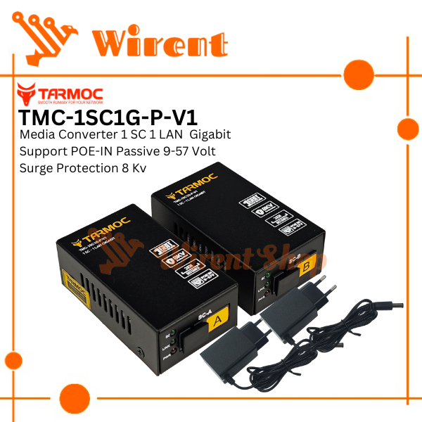 Jual Tarmoc TMC-1SC1G-P-V1 | Media Converter 1FO 1LAN / 1 FO 1 LAN Gigabit POE IN 9-57 Volt ...