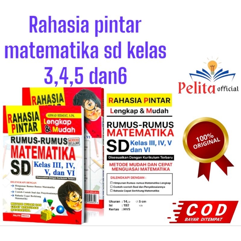 Jual RAHASIA PINTAR RUMUS RUMUS MATEMATIKA SD KELAS 3, 4, 5 & 6 ...