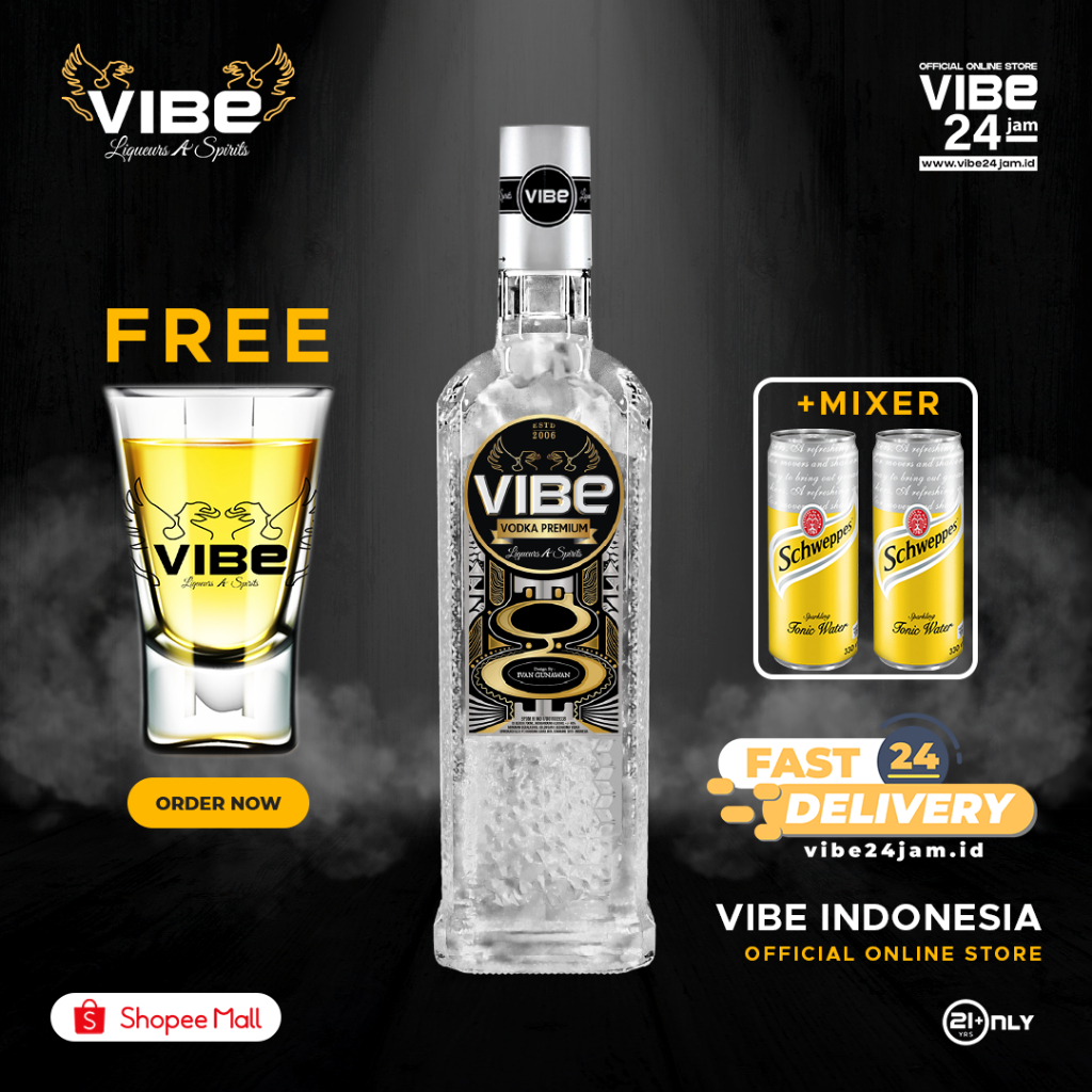 Jual Minuman VIBE Vodka Premium Botol 700 ml + Gratis 2 Mixer Schweppes ...