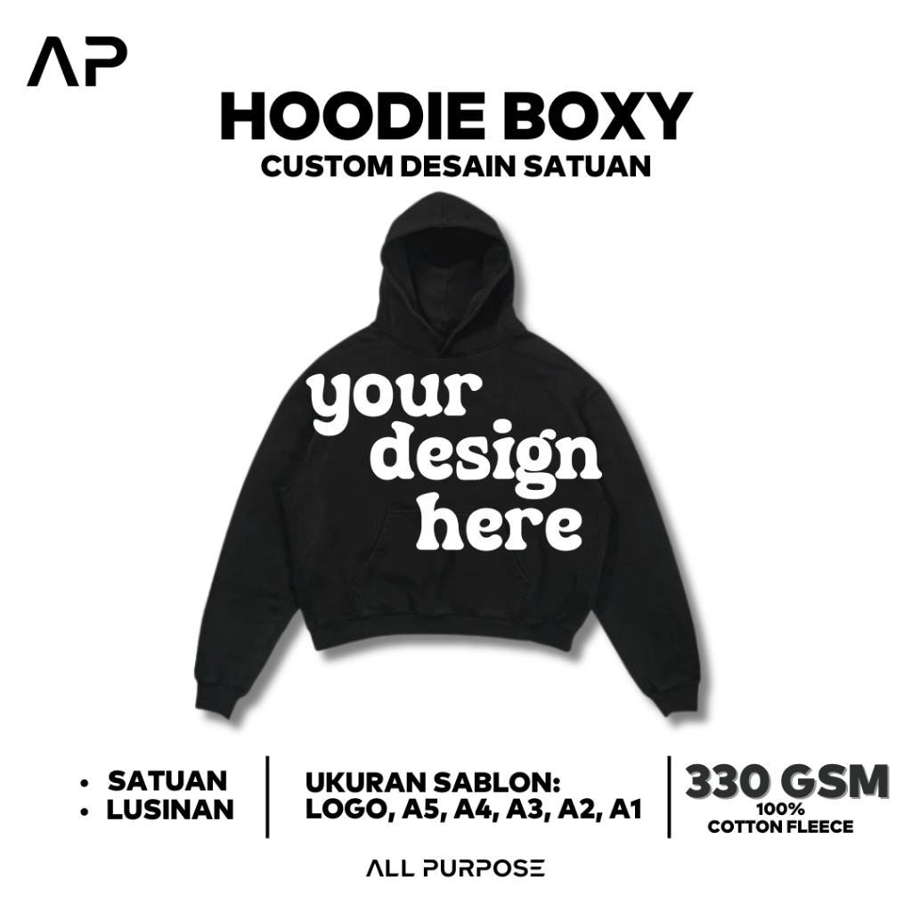 Jual HOODIE BOXY 330GSM | CUSTOM SATUAN | Shopee Indonesia