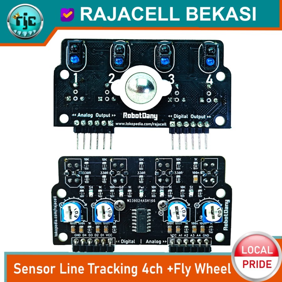 Jual Sensor Garis 4CH Plus Roda Robot Line Follower Infrared IR ...